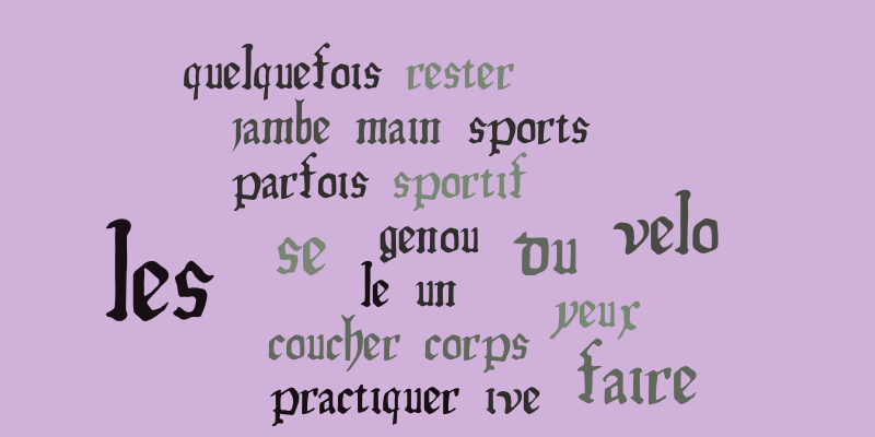 French 2 sports project vocab. list – Word cloud – WordItOut