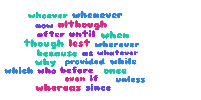 subordinating conjunctions – Word cloud – WordItOut