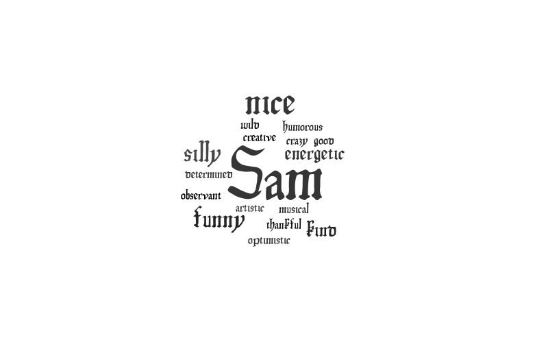Sam – Word cloud – WordItOut