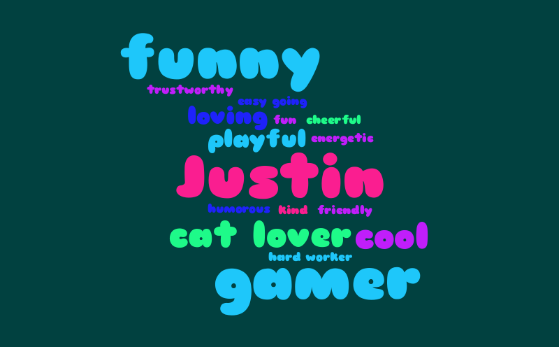 Justin – Word cloud – WordItOut