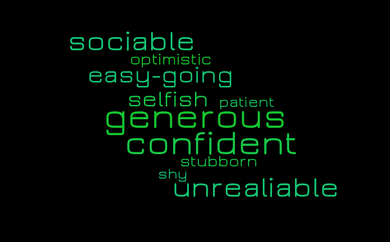 character adj – Word cloud – WordItOut