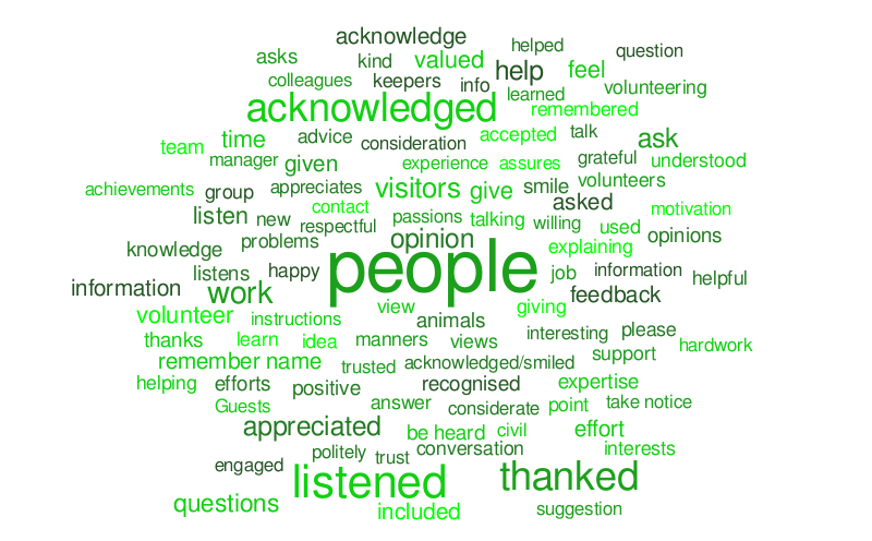 LZ volunteer culture workshop 2023 - respect feedback – Word cloud – WordItOut