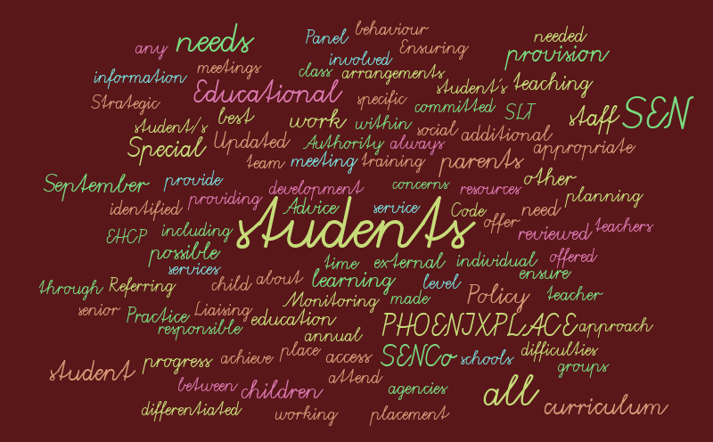 Phoenixplace SEND Policy WordCloud – Word cloud – WordItOut
